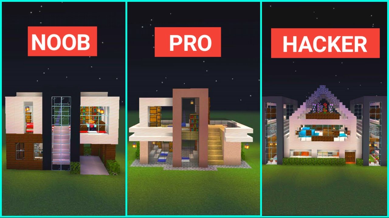 Minecraft NOOB vs PRO vs HACKER | Modern House build challenge | house ...