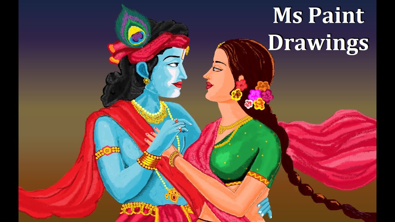 Radhe Krishna Ms Paint Drawing/How to draw in Ms Paint/Ms Paint ...