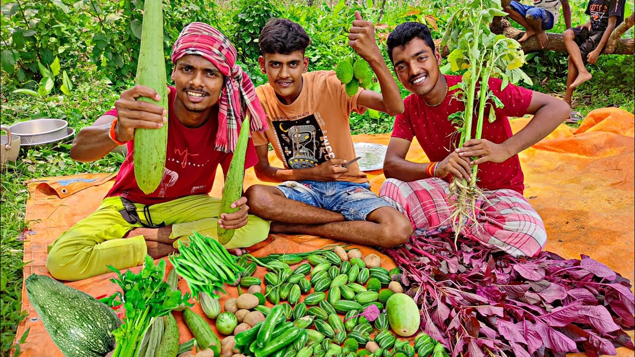 VEGETABLE RECIPE | SAMBAR Recipe With Rice Side Dish | Veg Village Food ...