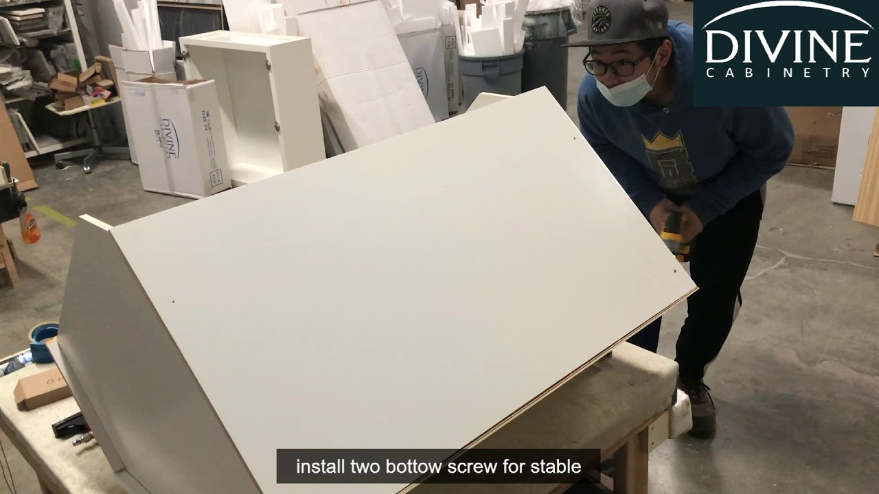 How to assemble Divine Cabinetry wall diagonal cabinet - YouTube