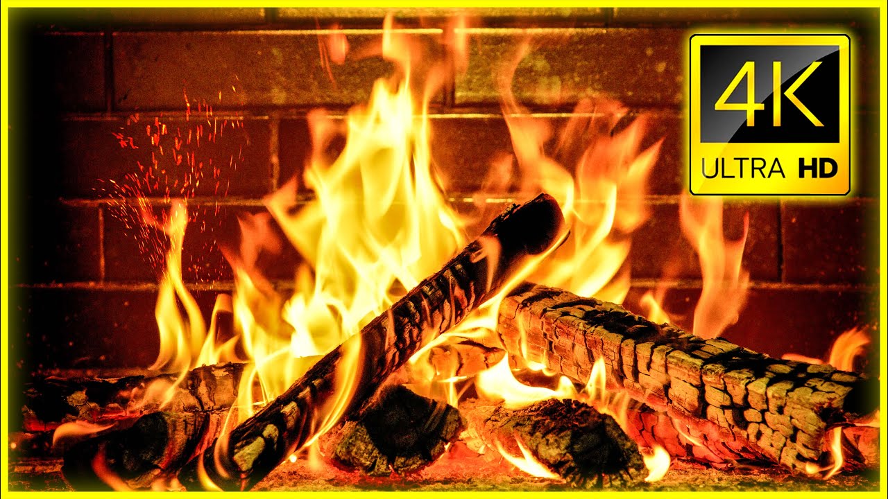 Beautiful & Relaxing Fireplace with Crackling Fire Sounds 10 Hours 🔥 4K ...