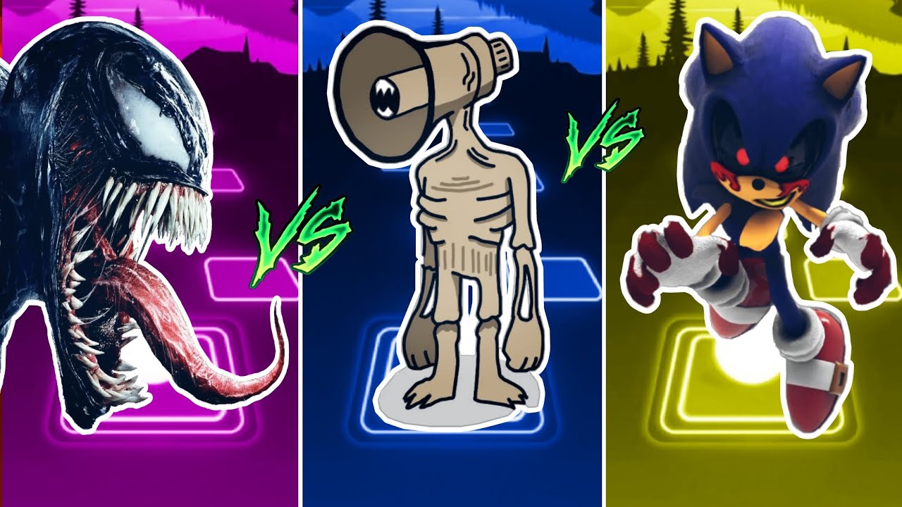 VENOM vs SIREN HEAD vs SONIC EXE TILES HOP - YouTube