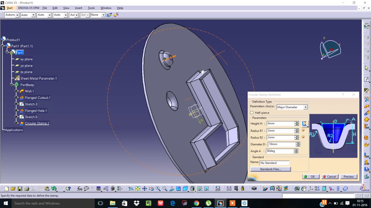 How to create Circular stamp in Catia V5 - YouTube