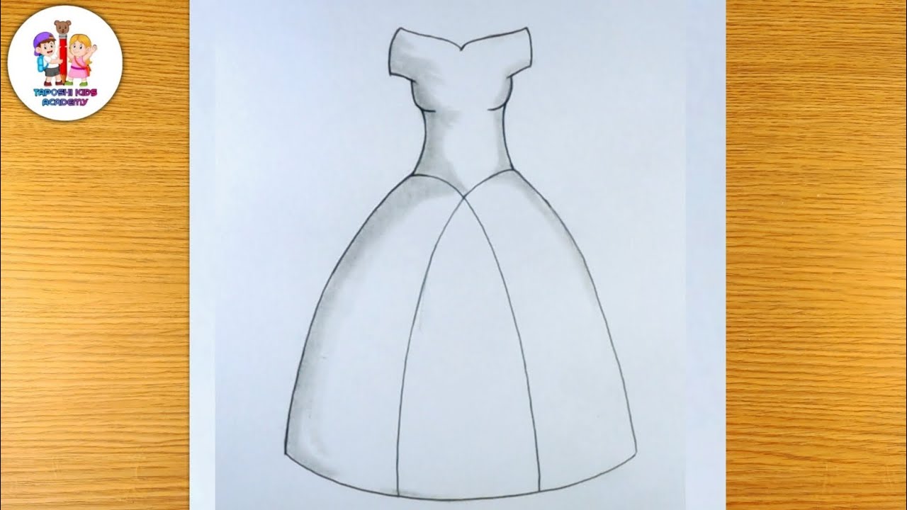 Cute princess dress pencil drawing | easy arts ⁠@TaposhiartsAcademy ...