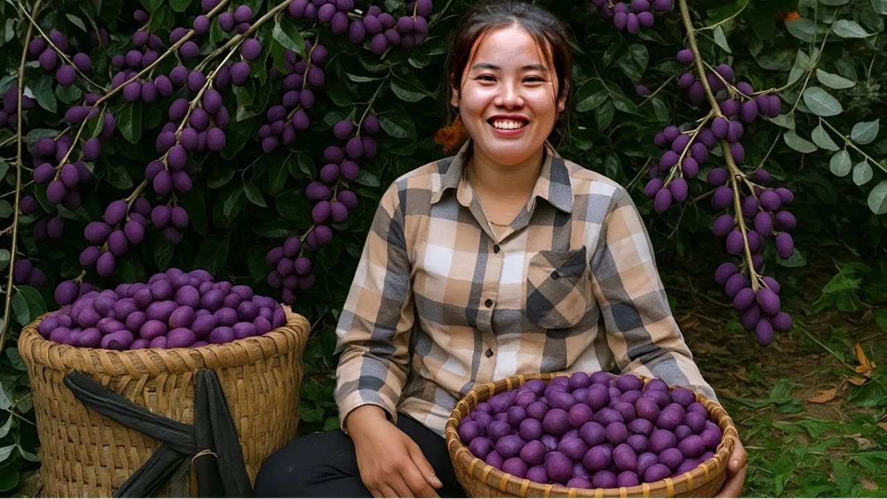 Harvesting giant red fruit garden to sell at market - cooking porridge ...