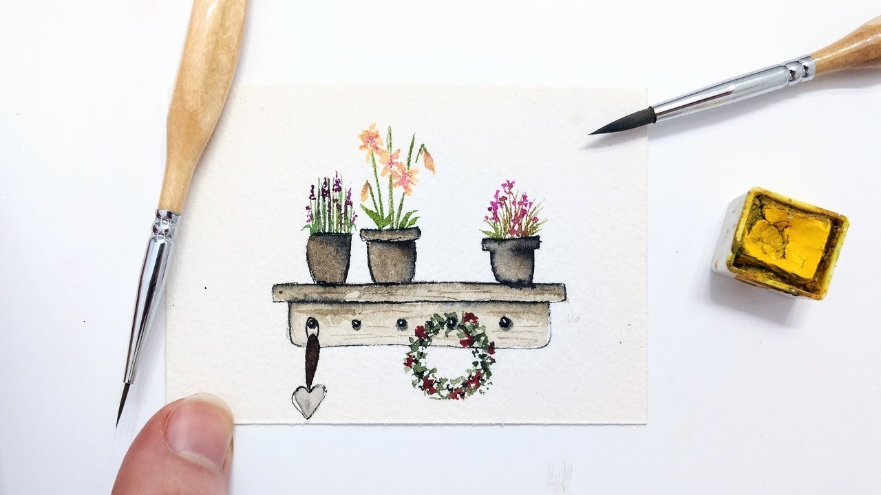 Easy WATERCOLOR springtime plant stand painting tutorial » How to paint ...
