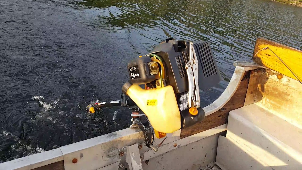 Weed wacker outboard. - YouTube