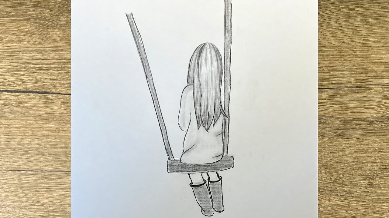 How to Draw a Little Girl on a Swing || Drawing Tutorial || Easy Pencil ...