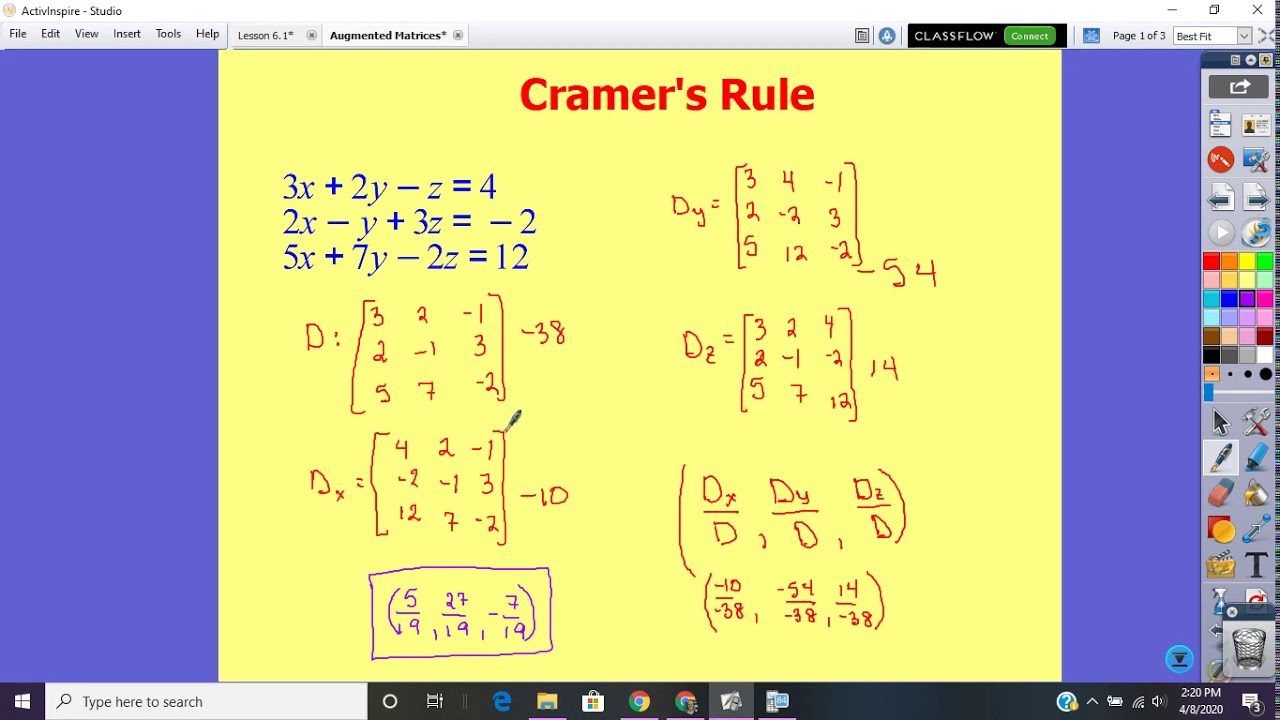 Solving Systems Using Matrices YouTube