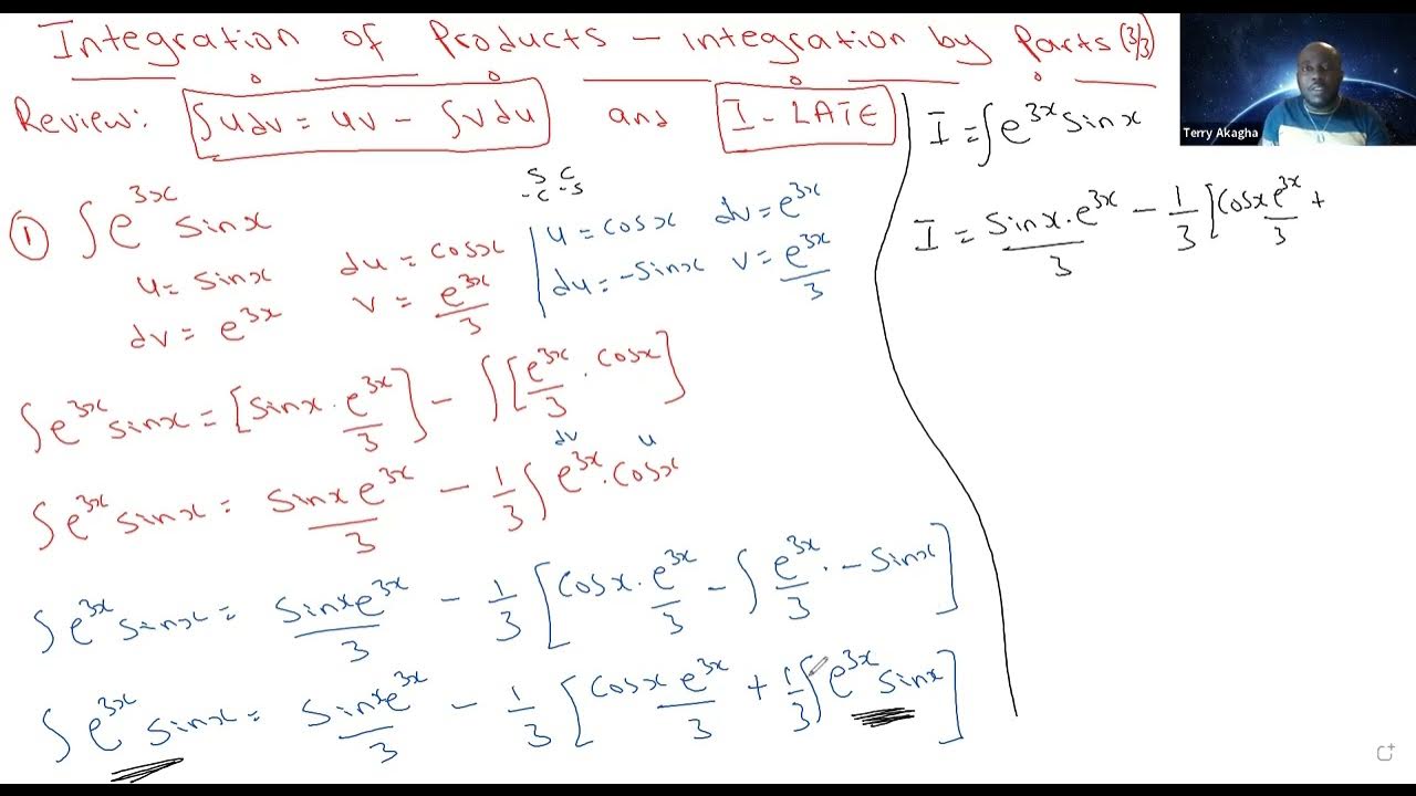 11 of 22 - Integration of Products Part 3 - Integration by Parts-Integrating e^(3x)Sinx -with ...
