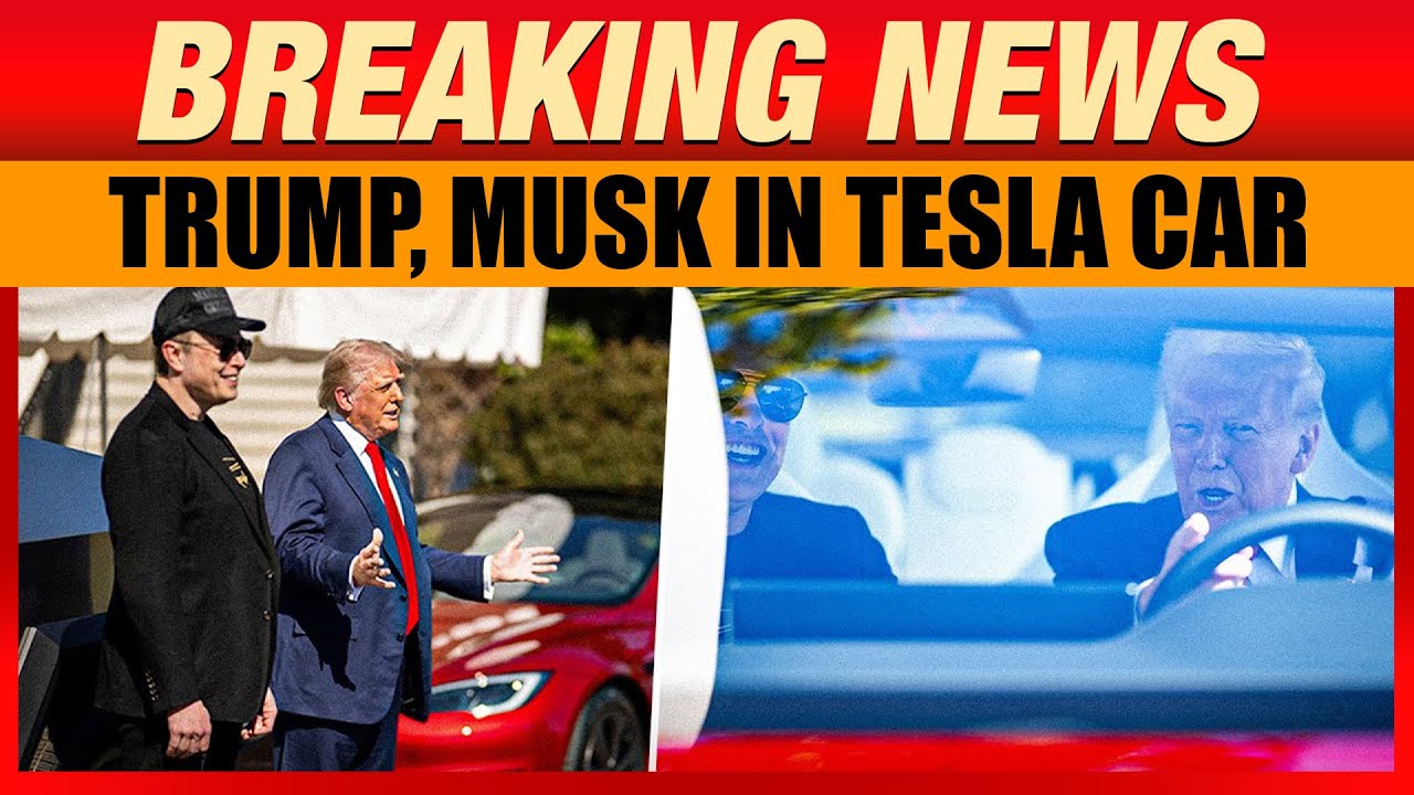 President Trump Takes Driver's Seat in Tesla Car at White House I Elon ...