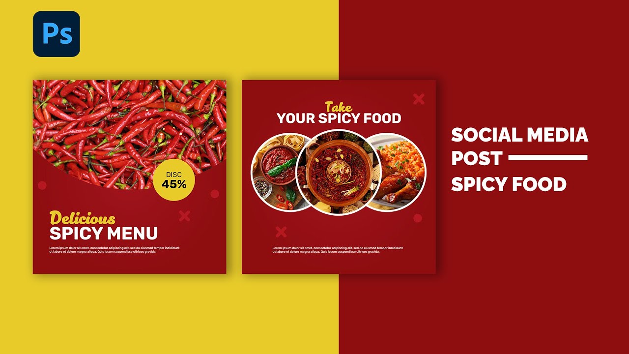 Spicy Food Social Media Post | Adobe Photoshop 2021 - YouTube