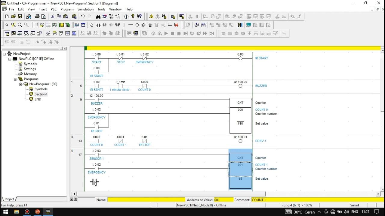 SIMULASI CONVEYOR 1 MENGGUNAKAN APLIKASI CX-PROGRAMER (PLC). - YouTube
