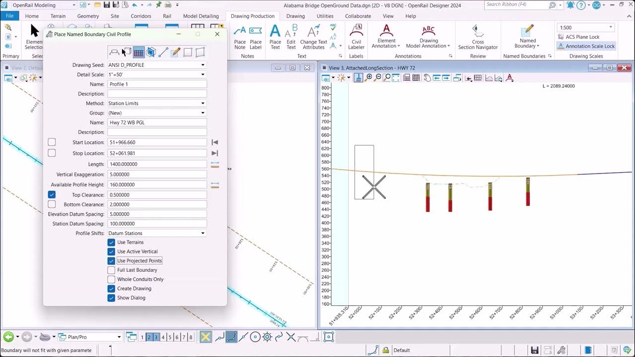 OpenRoads Designer 2024: Named Boundaries Profile Height - YouTube