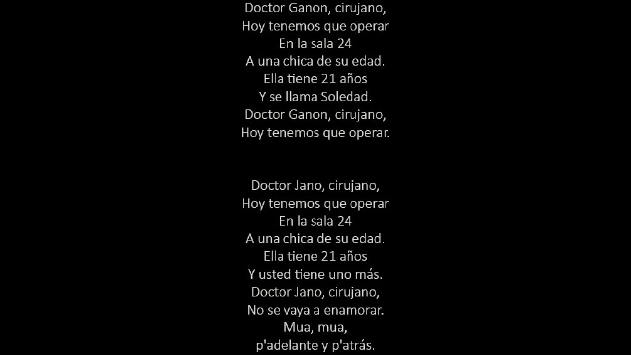 Doctor Ganon, cirujano letra - letra de Canción para jugar a las palmas ...