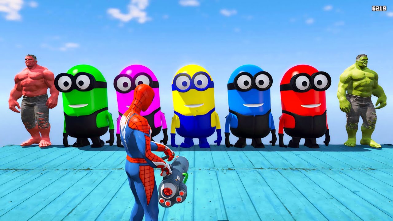 SPIDERMAN VS COLORFUL MINIONS (Euphoria Physics & Funny Fails) Ep.61 ...