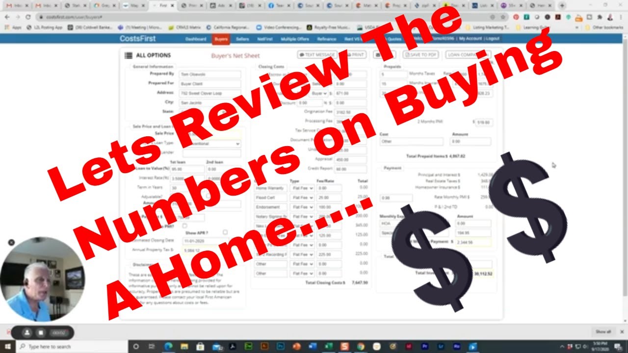 Overview of the Buyer Net Sheet for a $335k purchase - YouTube
