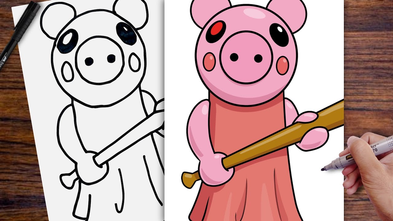How to draw Roblox Piggy step by step - YouTube