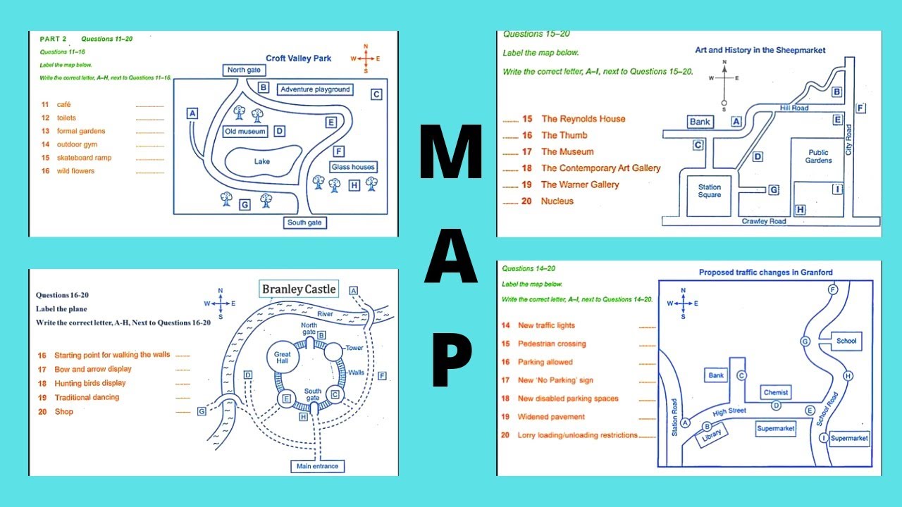 NEW MAP PRACTICE IELTS LISTENING TEST _ ONLY MAP DIAGRAMS _ ALL 40 ...