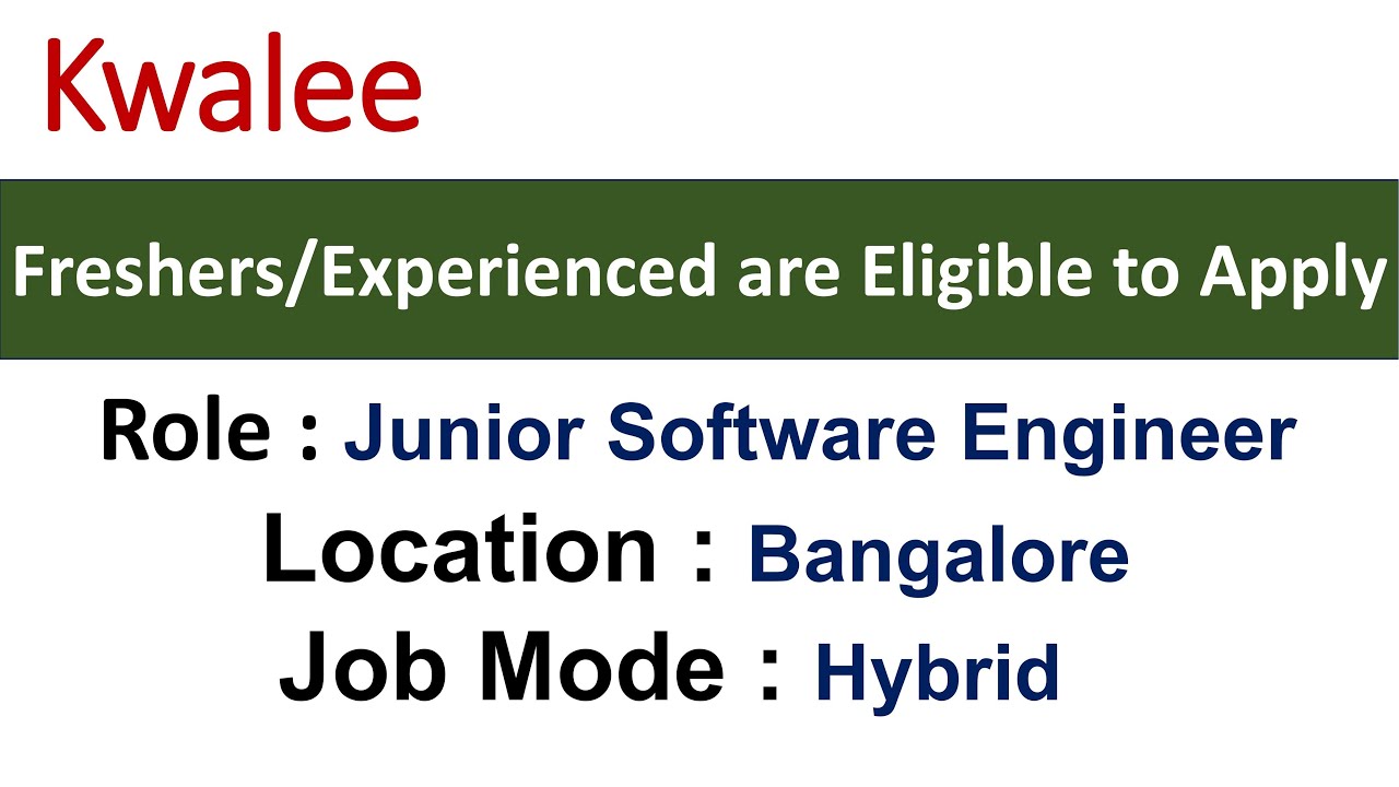 Kwalee Hiring Junior Software Engineer - Freshers / Experienced are Eligible to Apply - YouTube