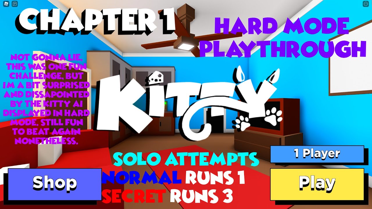Roblox Kitty: Chapter 1 *Solo* HARD Mode Playthrough - YouTube