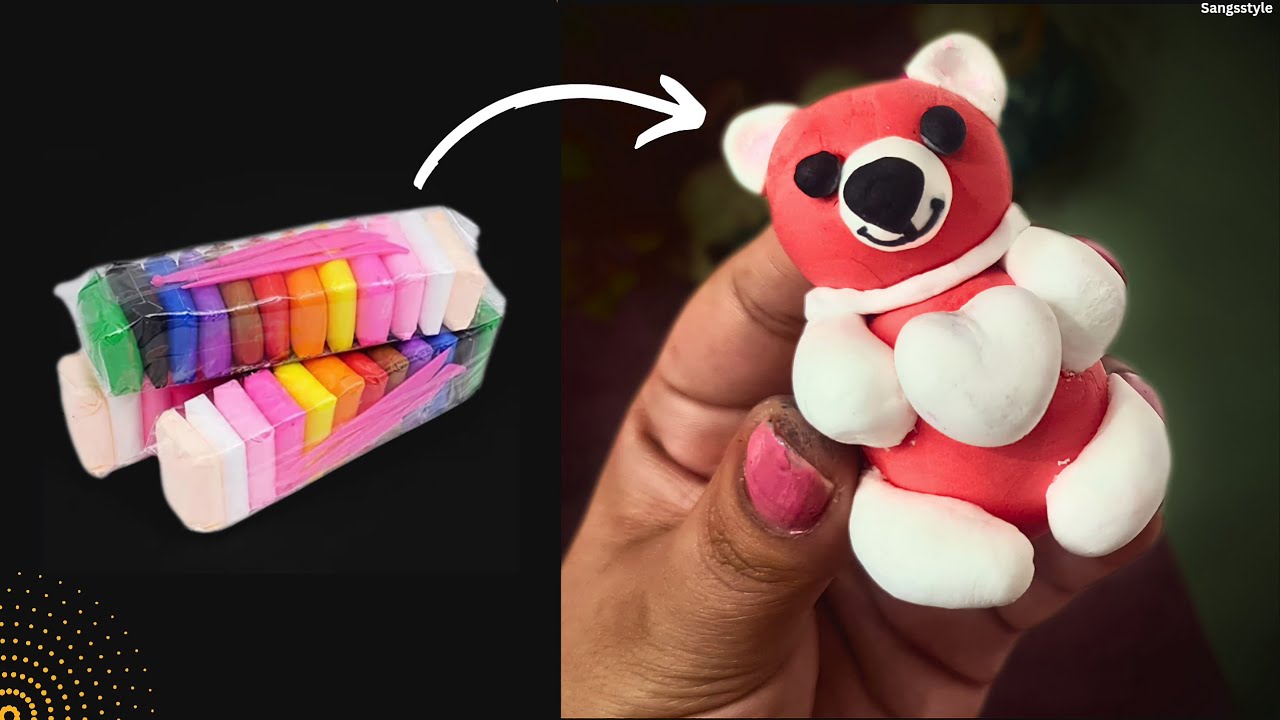 Diy teddy bear with air dry clay||Simple and easy clay Teddy bear ...