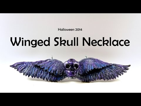 Halloween: Winged Skull Necklace - polymer clay TUTORIAL - YouTube