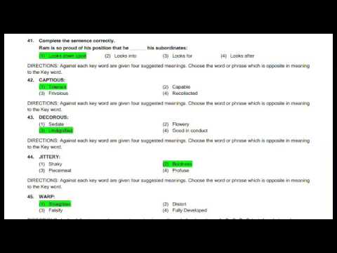 DMRC previous year solved question paper general English 2016 part--3 ...