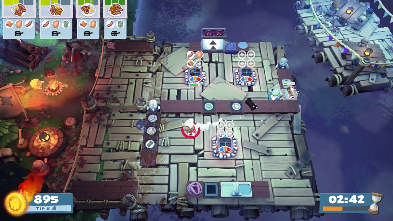 Overcooked 2: Campfire Cook Off, Level 3-4, 2 Players, 4 Stars (1339 ...