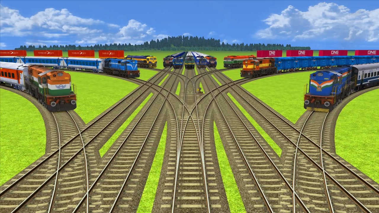 11 TRAINS Crossing On RISKY Sharp Bend Railroad Crossing TRACKS ...