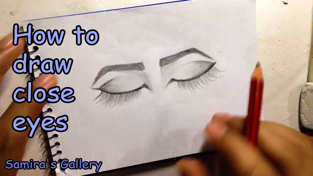 How to draw close eyes for beginners step by step | - YouTube