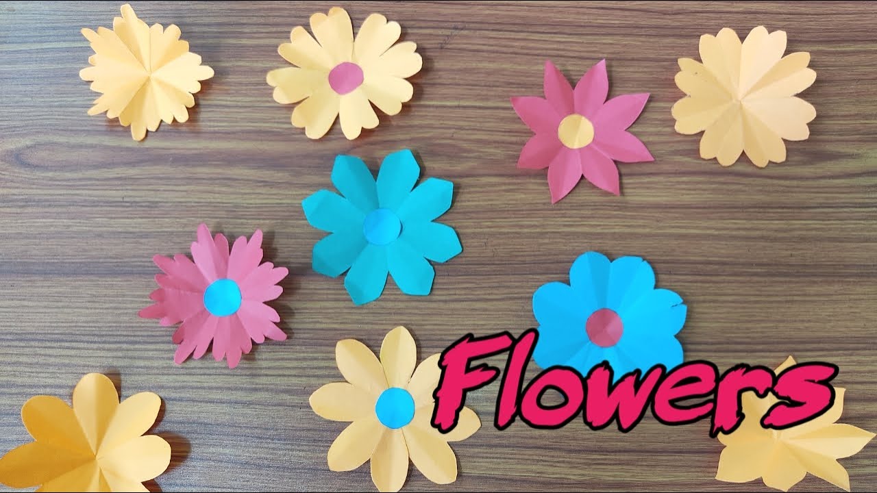 How To Make 8 different paper flowers shapes | Easy Origami paper craft ...