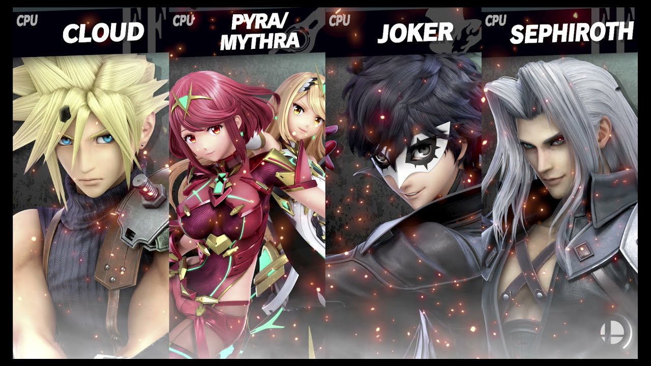 Super Smash Bros. Ultimate - Cloud vs Pyra/Mythra vs Joker vs Sephiroth ...