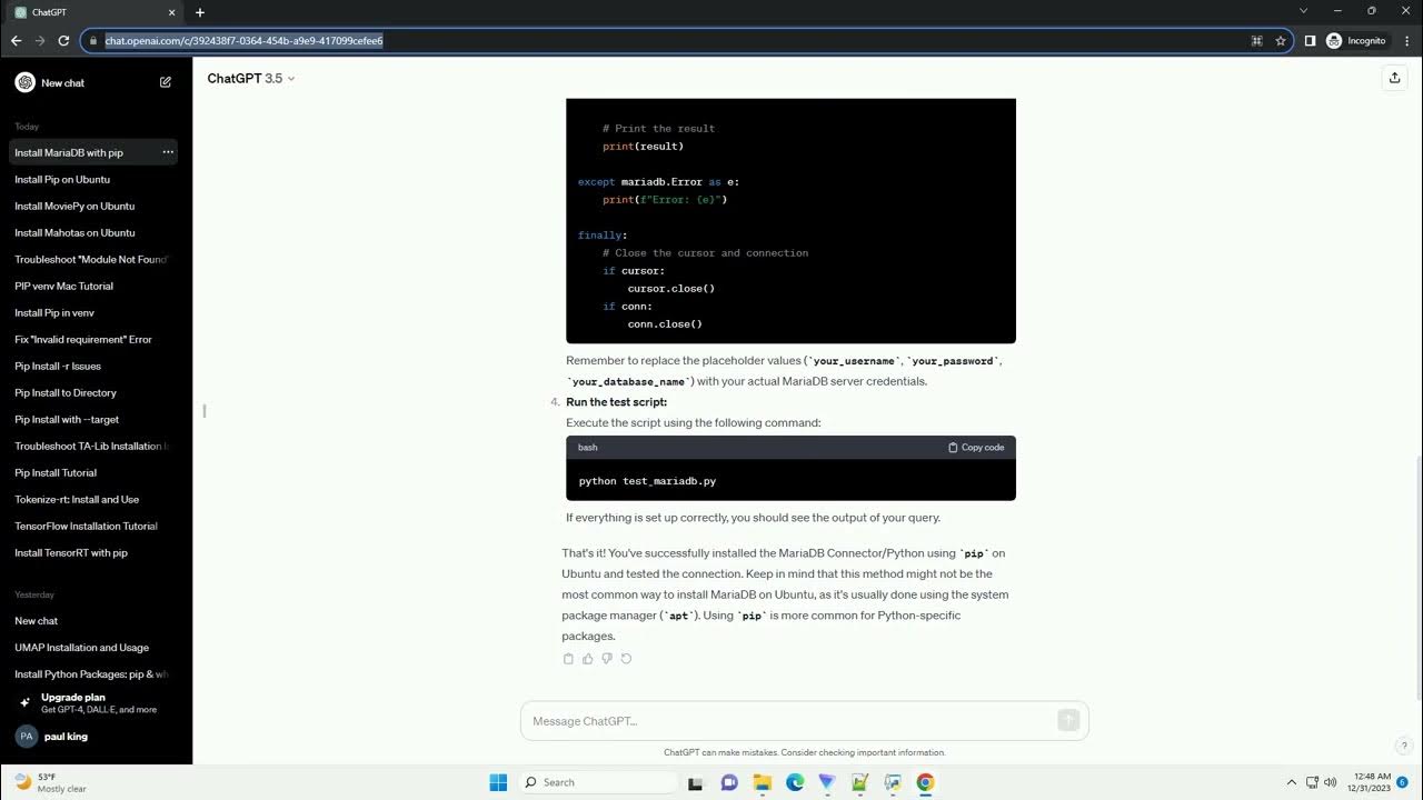 pip install mariadb ubuntu - YouTube