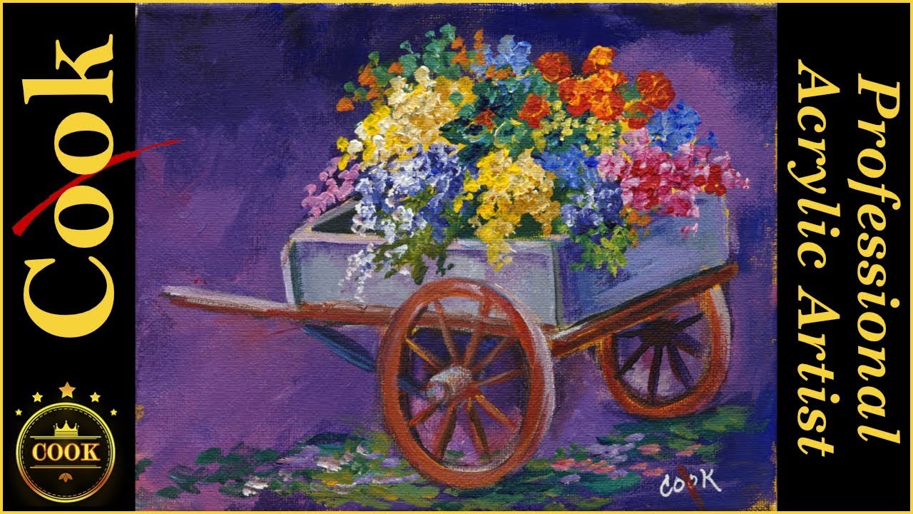 Painting A Companion Flower Cart in Acrylics for Beginners with Ginger ...