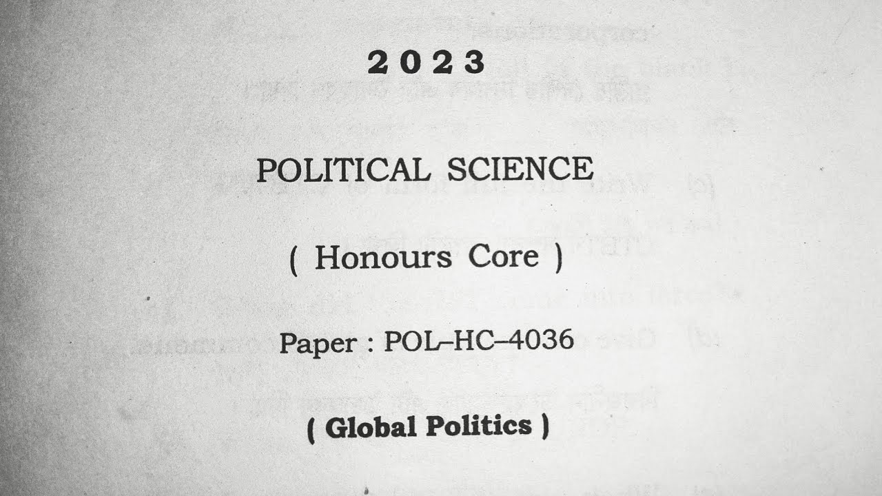 B.A 4th sem | Political Science (Honours) Global politics | paper- POL ...