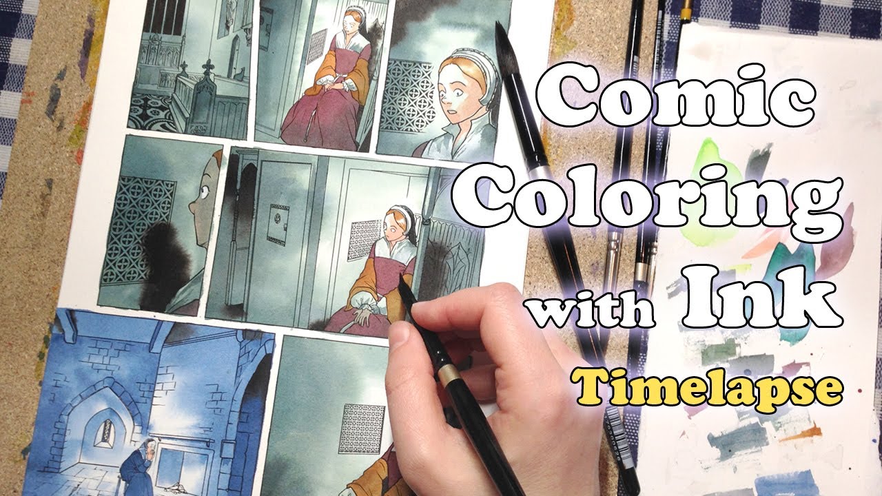 Comic Coloring with Ink 07 - timelapse - YouTube