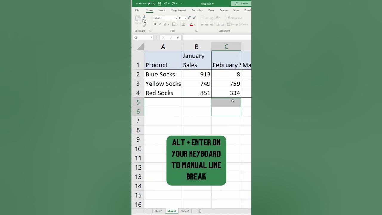 How to Add a Manual Line Break in Excel - YouTube
