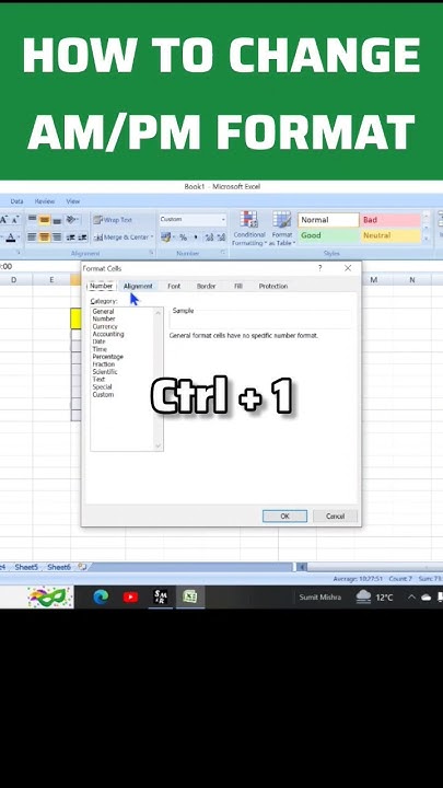 How To Change AM/PM Format In Excel | Excel में समय को AM/PM के रूप में कैसे करें🤔? #excel # ...
