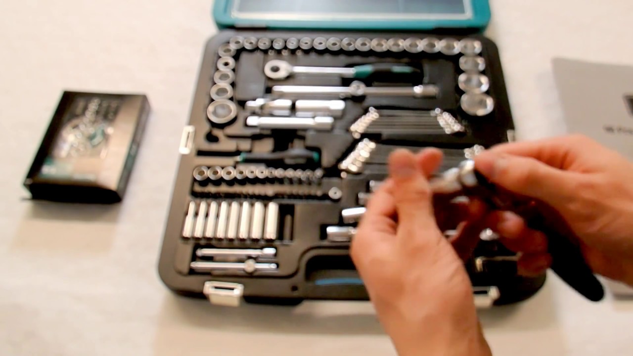 Kamasa-Tools K25018 hylsysarja 1/4" + 3/8" + 1/2" vääntiöillä - YouTube