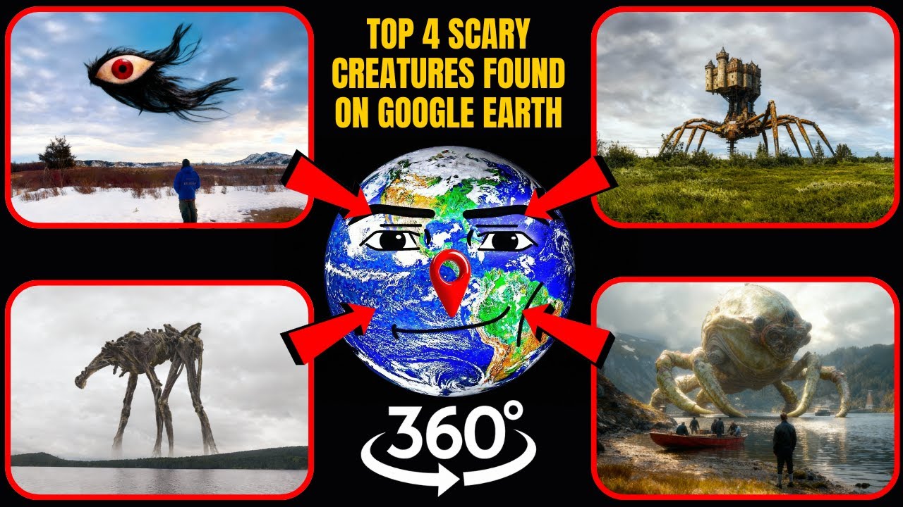 VR 360° - Top 4 Scary Creatures Found on Google Earth! - YouTube