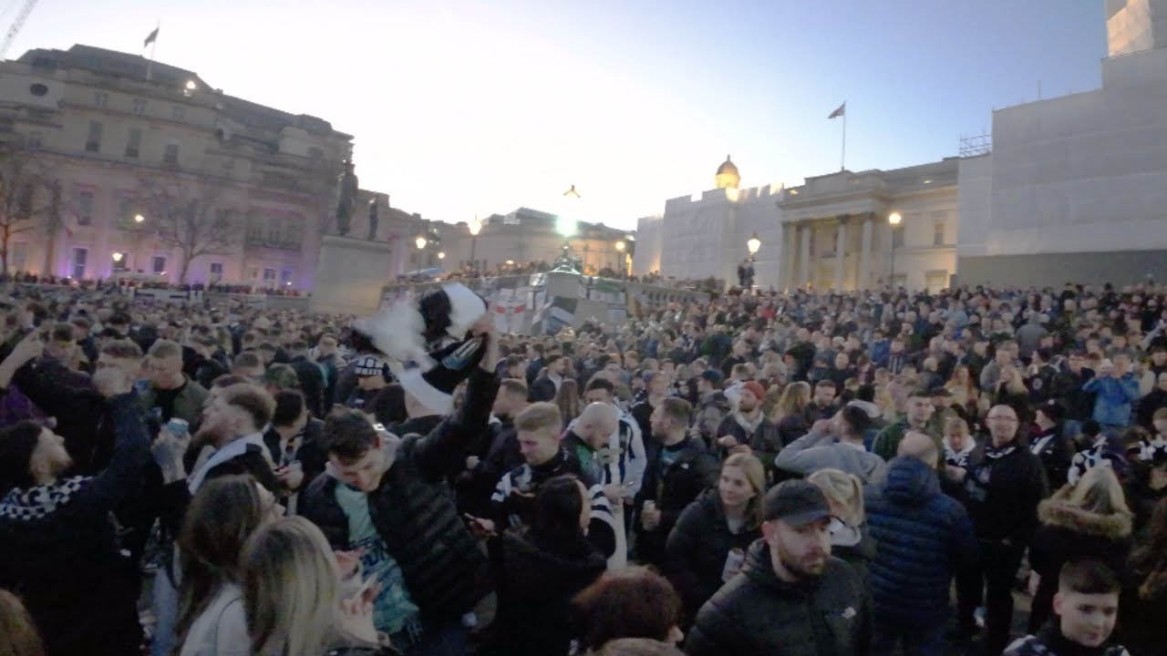 *MUST WATCH* as Newcastle fans takeover everywhere at Trafalgar Square ...