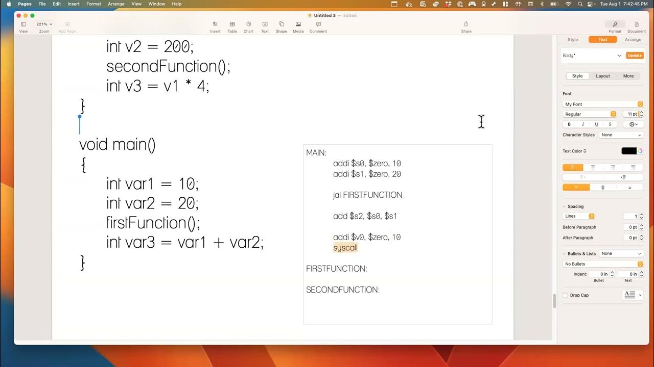 Intro to MIPS: Example of Function Calling Without Parameters and No ...