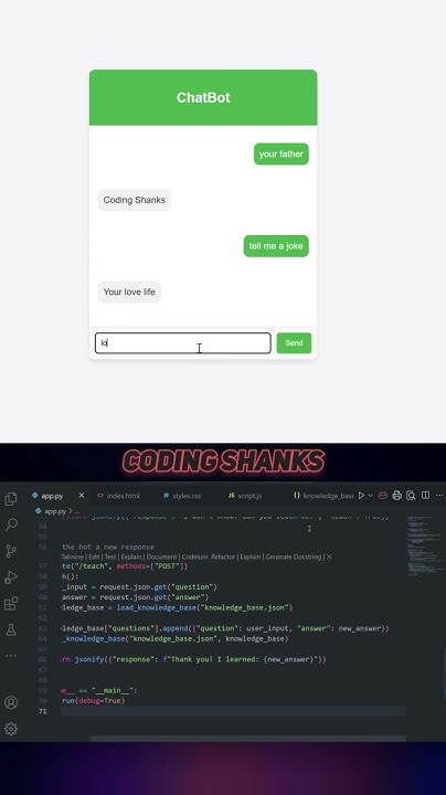 Build a SELF LEARNING Chatbot in 60 Seconds with Flask, Python, HTML, CSS& JavaScript! 🤖 - YouTube