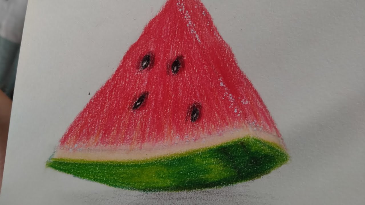 Easy way to draw realistic watermelon#drawing#drawingtutorial - YouTube
