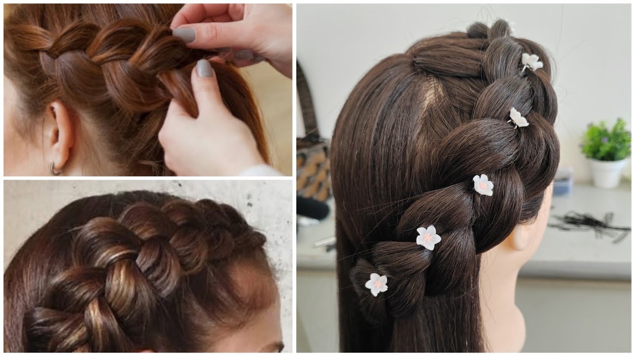 side french braid hairstyle || side braid hairstyles with open hair ...