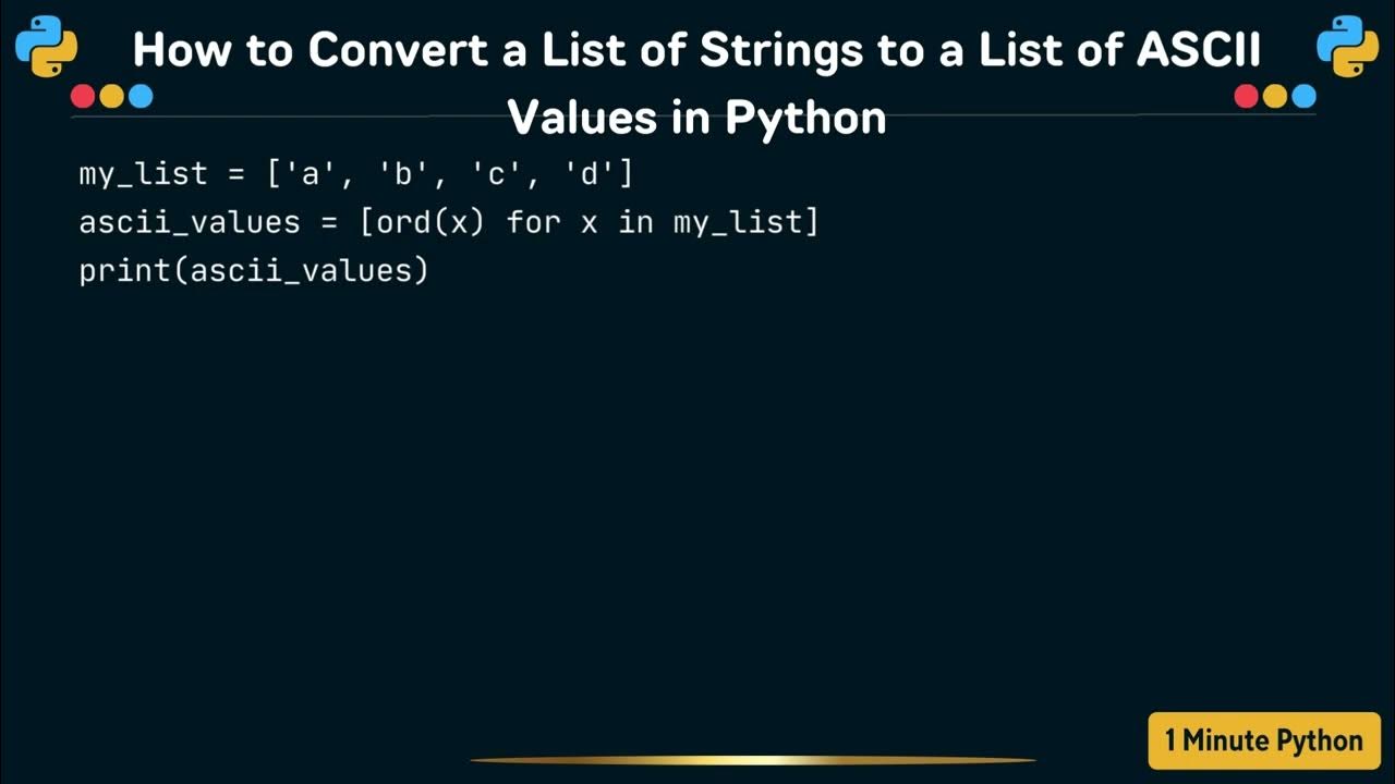 How to Convert a List of Strings to a List of ASCII Values in Python - YouTube