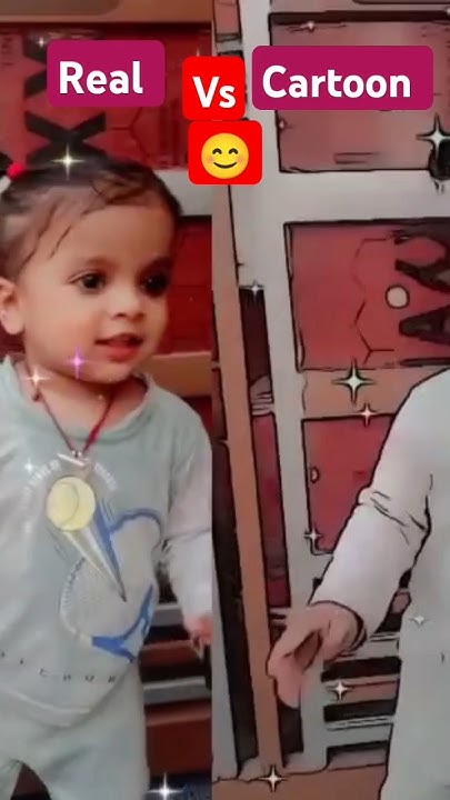 real Vs cartoon 😊 cute baby 😍 #love #duet #trending #cutebaby # ...