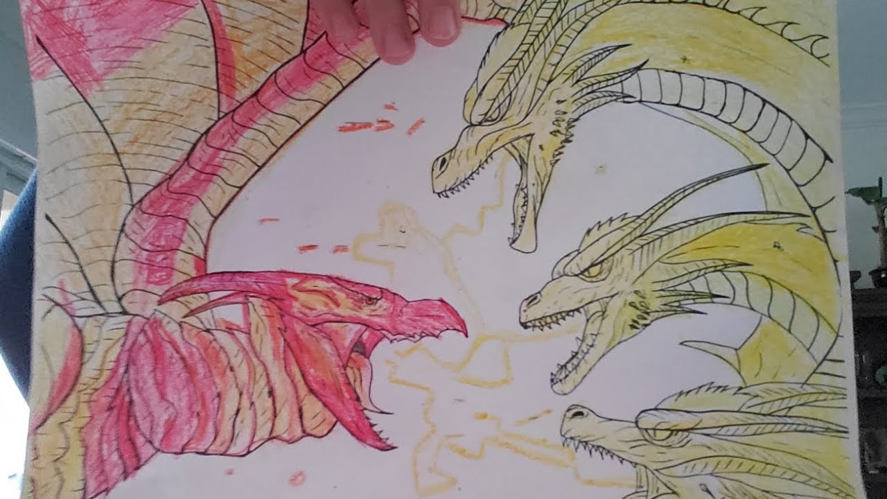 how to draw rodan v.s. Ghidorah step by step-by-step guide - YouTube