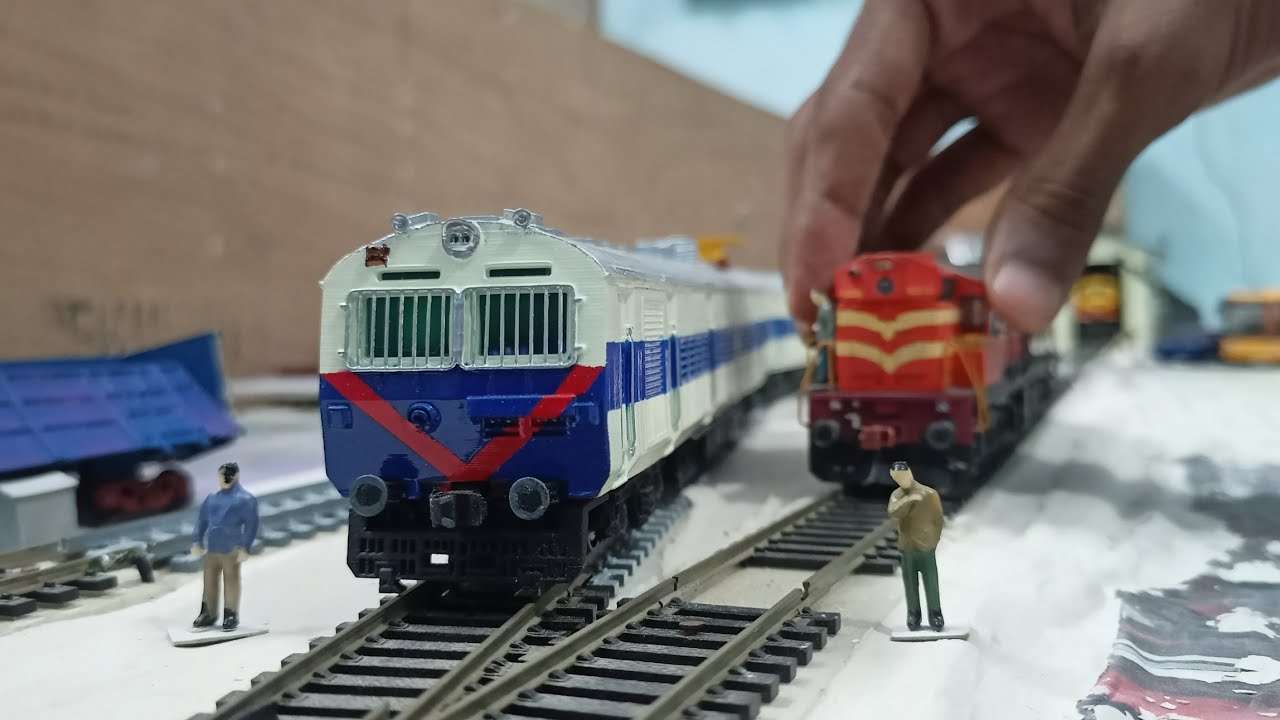 WDG-3A rescued MEMU model train HO Scale Indian Model Trains - YouTube